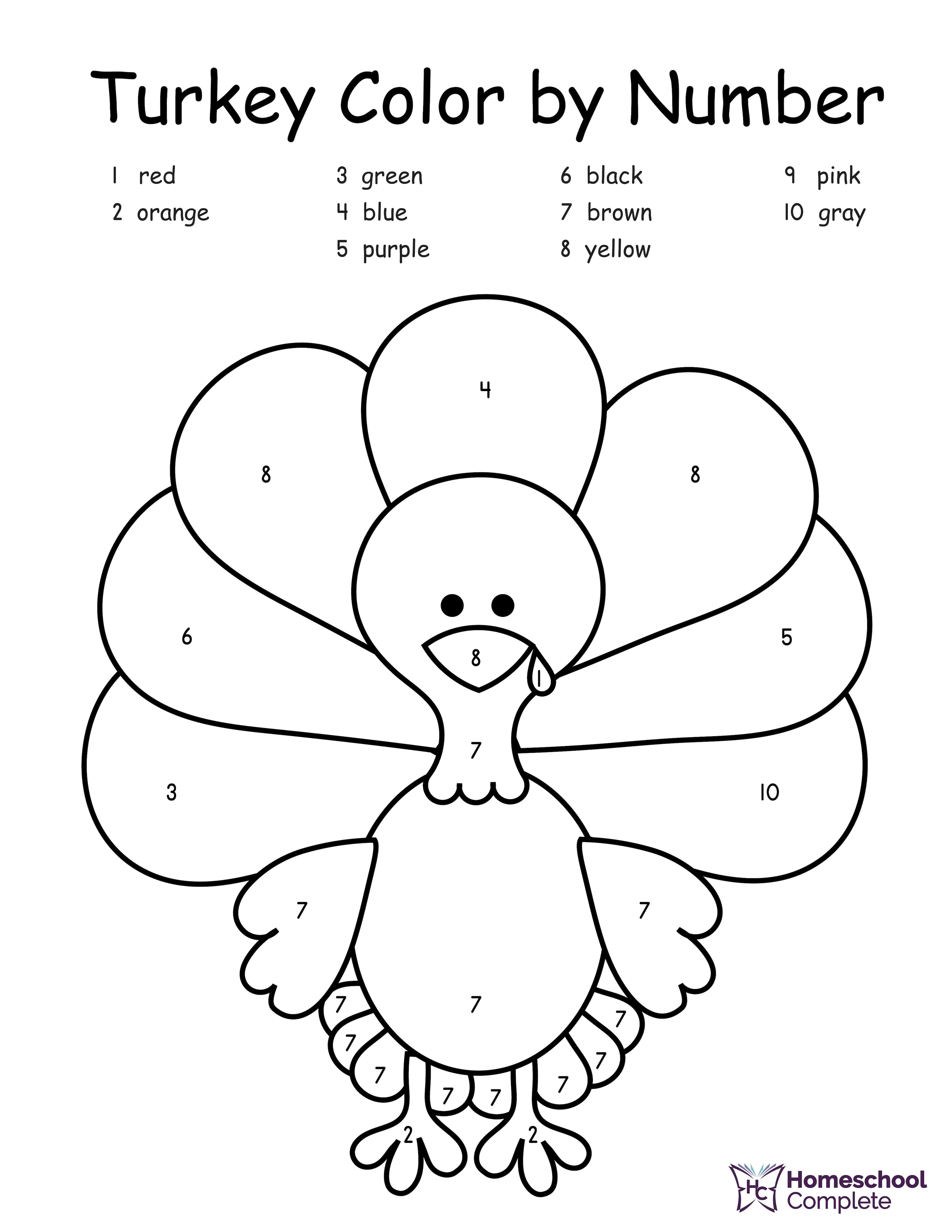 Homeschool Complete Freebie | Turkey Color by Number